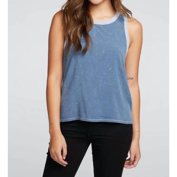 Chaser | Tops | New Chaser Coastal Cloth Racer Tank In Blue | Poshmark